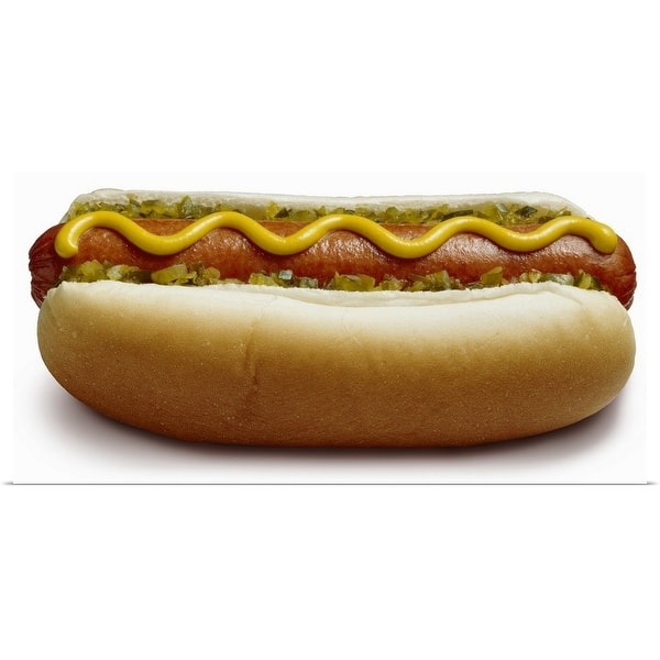 hotdog with mustard and relish