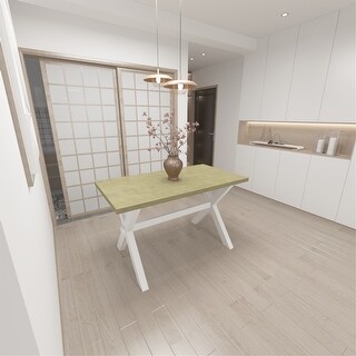 Farmhouse Rustic Wood Kitchen Dining Table with X-shape Legs - Bed Bath ...