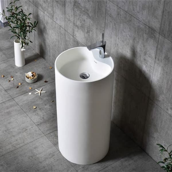 White Solid Surface Freestanding Bathroom Wash Basin Sink - Bed Bath ...