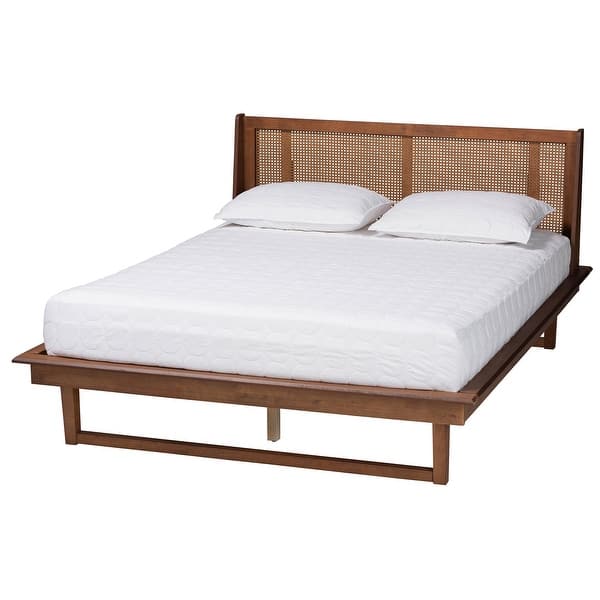 Aveena Mid-Century Modern Walnut Brown Finished Wood Platform Bed - Bed ...
