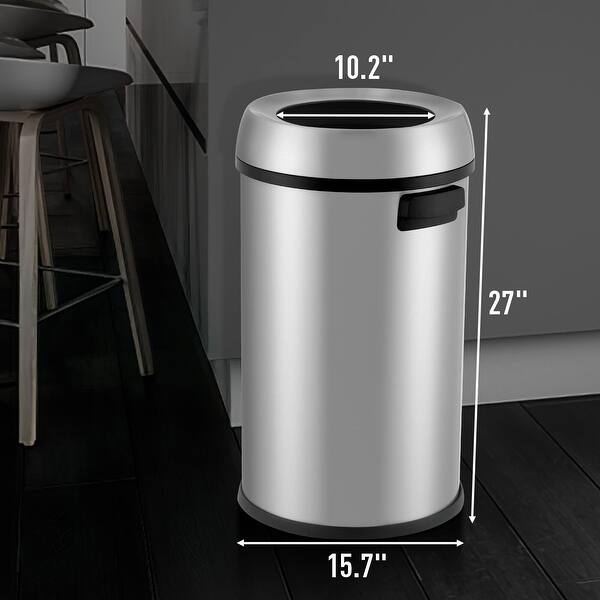 Open Top Trash Can 65L / 17Gal Commercial Grade Heavy Duty Brushed Stainless Steel - Bed Bath ...