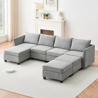 Aiden 7-piece Sectional Sofa Bed Set Reversible Modular Sofa Couch with ...