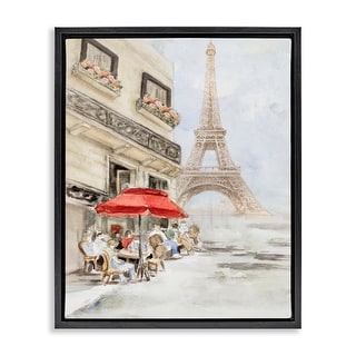 Stupell Sunday Lunch Eiffel Tower Framed Floater Canvas Wall Art Design ...