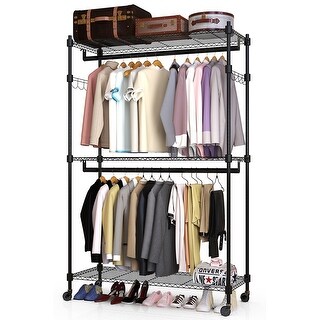 Garment Rack 3 Tiers Heavy Duty Clothes Rack Rolling Free-Standing ...