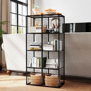 Black 49 in. H Wire Storage Cube 8 Cube Metal Storage Organizer Display ...