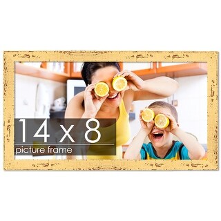 14x8 Shabby Chic / Farmhouse Yellow Wood Picture Frame - UV Acrylic ...