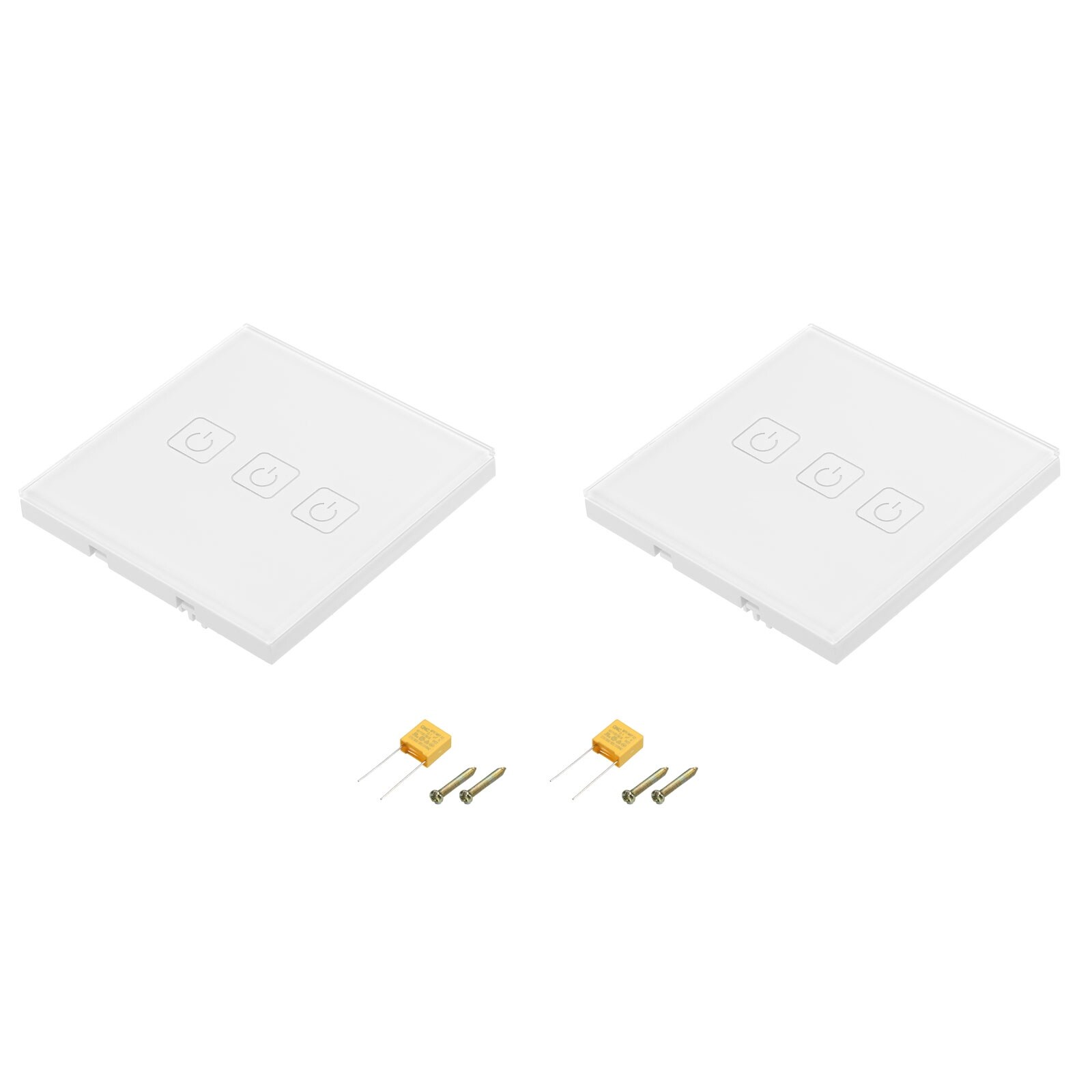 Touch Light Switch 2 Gang 1 Way Glass Panel Gold Tone with LED ...