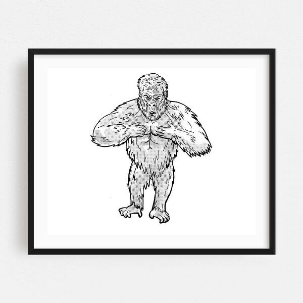 Silverback Gorilla Thumping Chest Cartoon Digital Art Print/Poster ...
