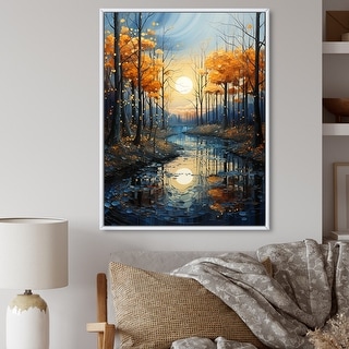 Designart "River Azure Bold III" Lakes & Rivers Framed Wall Decor - Bed ...