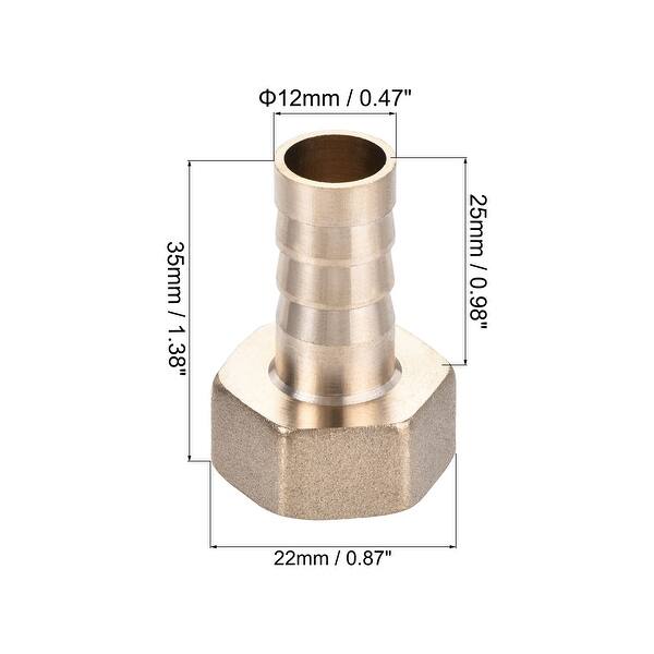 Barb Hose Fitting Connector Adapter Barbed Female Pipe 2Set - Golden ...