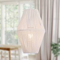 1-Light Geometric Bohemian Natural Rattan Pendant Light - 59" - Bed ...