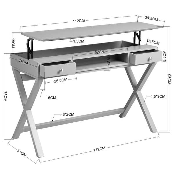 Computer Lift Desk with 2 Drawer Storage and Lift Table Top, Adjustable ...