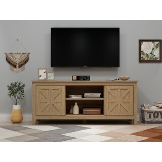 Rustic TV Console with Barn Storage Cabinets (58") - Bed Bath & Beyond ...