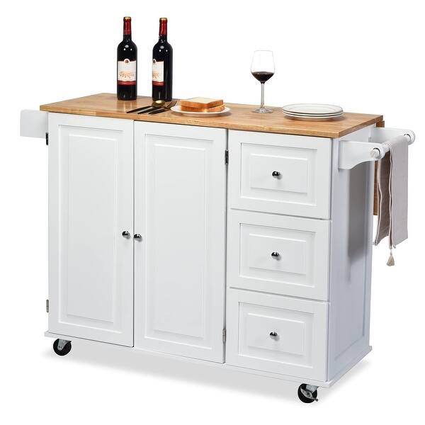 Kitchen Island Cart on Wheels, Rolling Kitchen Island with Drop Leaf ...
