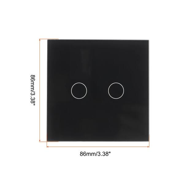 Touch Light Switch 2 Gang 1 Way Tempered Glass Panel Black 86mmx86mm ...
