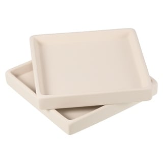Plant Pot Saucers, 2 Pack Ceramic Square Flower Tray - Bed Bath ...