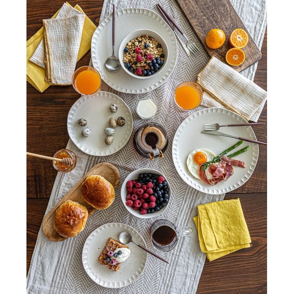 Over and Back Thumbprint 12pc Stoneware Dinnerware Set - Wheat - Bed ...