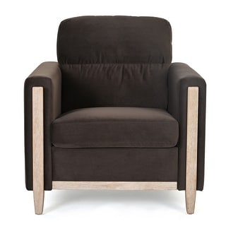 Brown Fabric Lounge Sofa Chairs Square Solid Wood Frame Accent Chairs ...