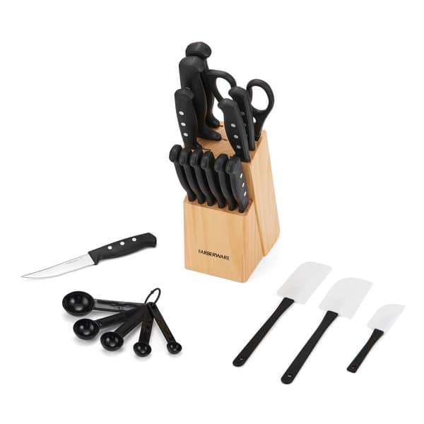 Farberware 22 Piece Stainless Steel Knife and Kitchen Tool Set with ...