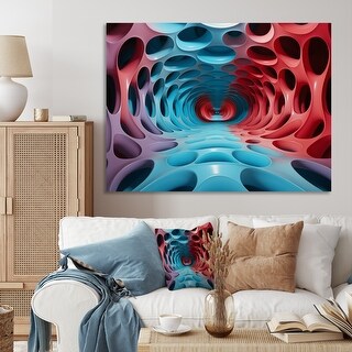 Designart "Op Art Blue And Red Focus" Modern Wall Art Living Room - Bed ...