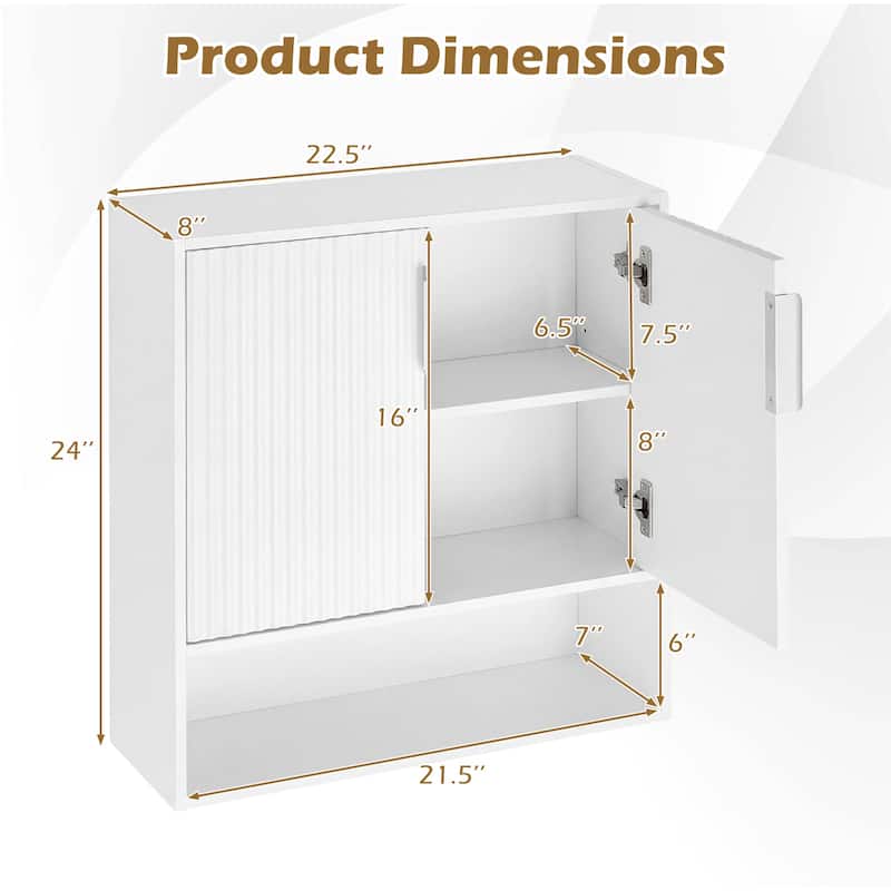 Gymax Bathroom Wall Cabinet Over-the-Toilet Medicine Cabinet w/ 2 ...