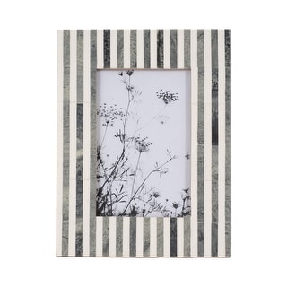 Gray and White Polyresin 4" x 6" Line Design Photo Frame Contemporary ...