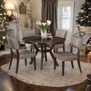 Elegant Design 5-Piece Dining Table Set,One Round Dining Table and Four ...