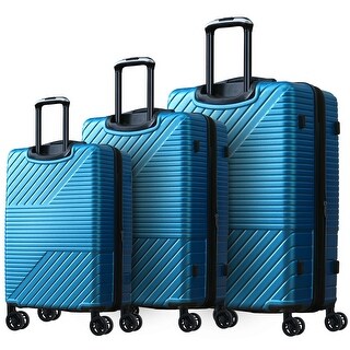 3-Piece ABS Luggage Travel Sets with Double Spinner 8 Wheels and TSA ...