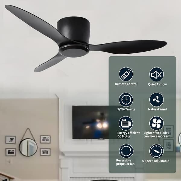 42" 6-Speed Reversible Ceiling Fan 3 Blades Fans with Remote Control ...