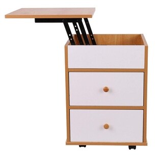 Multi-Functional Wooden Bedside Table Height Table top Rolling Laptop ...