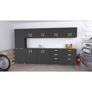 Dayton 9-Piece Garage Set with Pantry Cabinet, 2-Drawer Base Cabinets ...