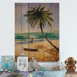 Designart 'Couple In Love On A Tropical Beach' Nautical & Coastal Wood ...