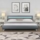 Faux Leather Upholstered Bed Frame led lighting Curve King Size Gray ...