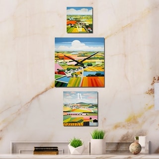 Designart "De Stijl Farm Landscape" Countryside Oversized Wall Clock ...