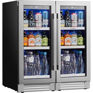 Ca'Lefort 30 inch Dual Zone 200-Cans Beverage Cooler Side-by-Side Combo ...