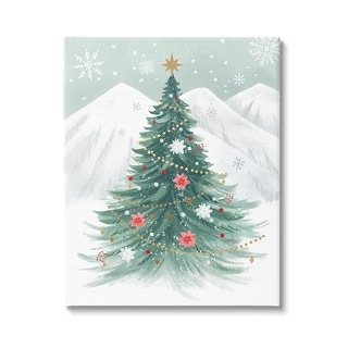 Stupell Subtle Christmas Tree in Snow Canvas Wall Art Design by Sharon ...