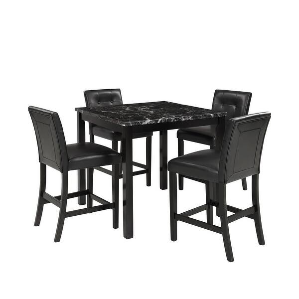 5Pcs Modern Faux Marble Counter Height Dining Set with 4 Chairs for ...