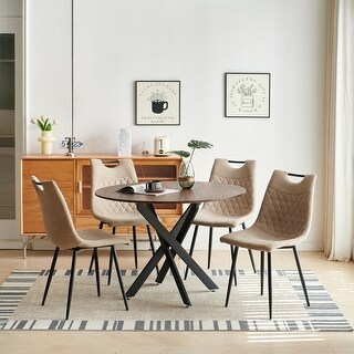 Modern Style 5-Piece Dining Set with Round Table and 4 Grid Dining ...