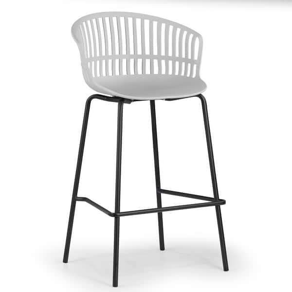 Set of 2 Basia Gray Plastic Counter Stool with Slatted Back and Iron ...