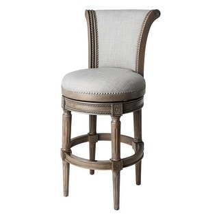 Maven Lane Pullman Bar Stool, Reclaimed Oak Finish w/ Ash Grey Fabric ...