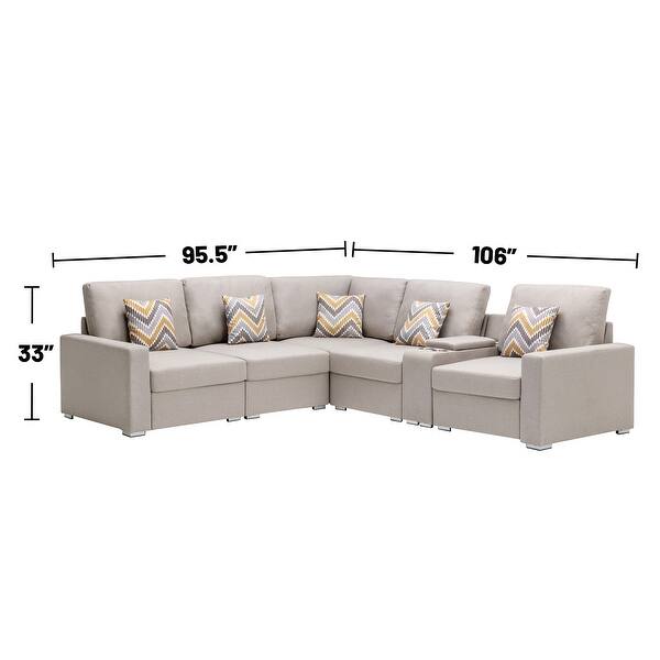 7 Piece Modular Sectional Sofa with Console Table in Beige - Bed Bath ...