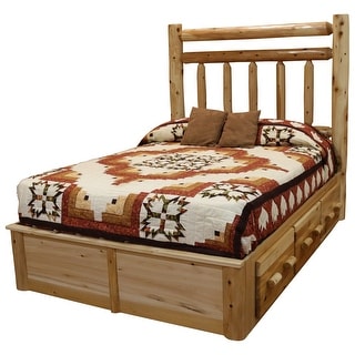 White Cedar Log Platform Bed with Double Top Rail - Bed Bath & Beyond ...
