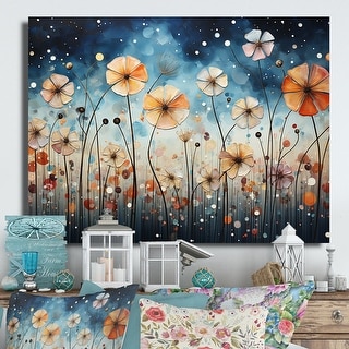 Designart "Blue Dandelion Floral Symphony III" Floral Metal Wall Decor ...