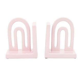 Sagebrook Home Arch Bookends Contemporary Ceramic Rainbow Arched Bookend Set for Book Display ...