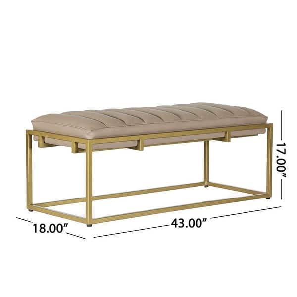 Contemporary Handmade Channel Stitch Ottoman Bench Dark Cream Matte Go ...