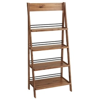 Lavish Home 4-Tier Wood Ladder Bookshelf, Walnut - Bed Bath & Beyond ...