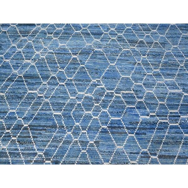 blue hexagon pattern rug