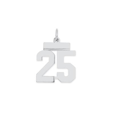 925 Sterling Silver Small Polished Number 25 Pendant - Overstock - 33476192