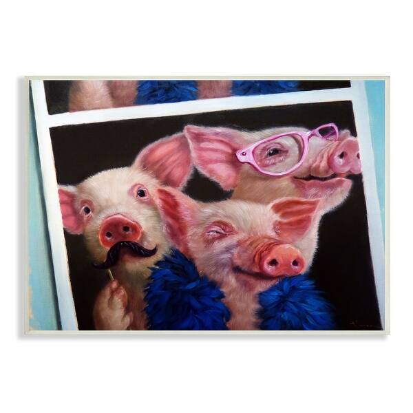 Stupell Three Pigs Triplets Fashion Photo Booth Props Wood Wall Art ...