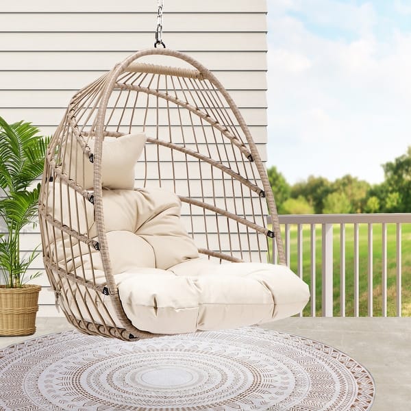 Patio Outdoor Wicker Swing Hanging Egg Chair Without Stand - On Sale ...